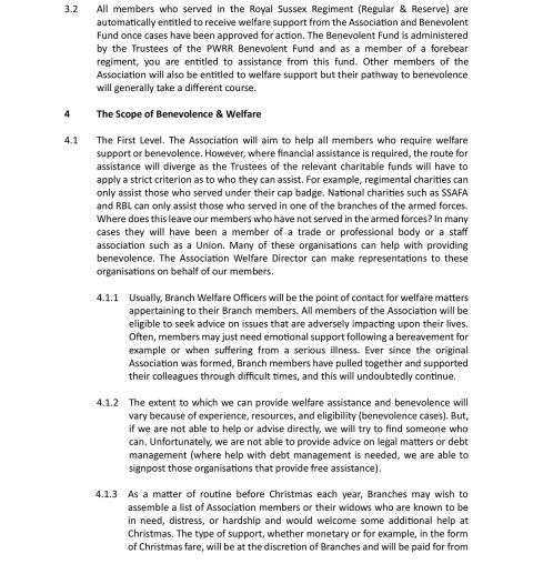 Policies: Welfare | The Royal Sussex Regiment